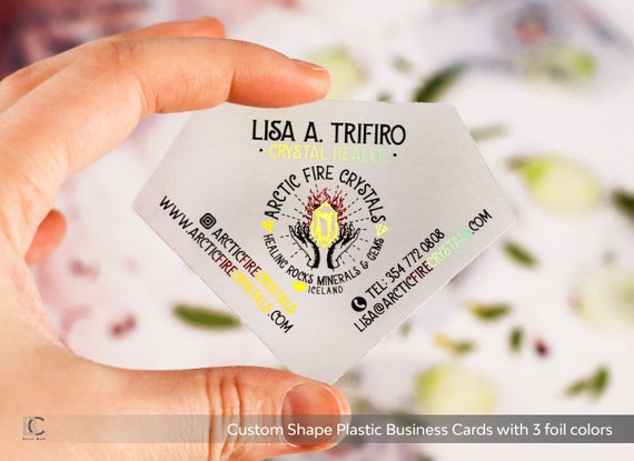 Diamond Shape Business Cards With 3 Foil Colors. Transparent - Etsy