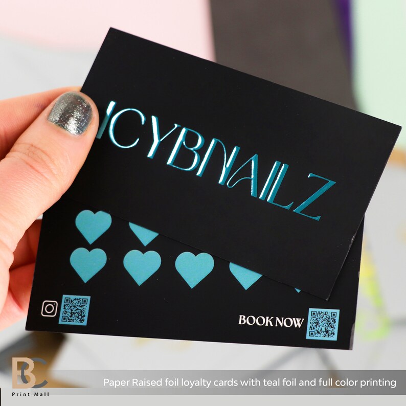 Loyalty Card Nails, Lash Loyalty Cards, Referral Cards, Raised Foil ...