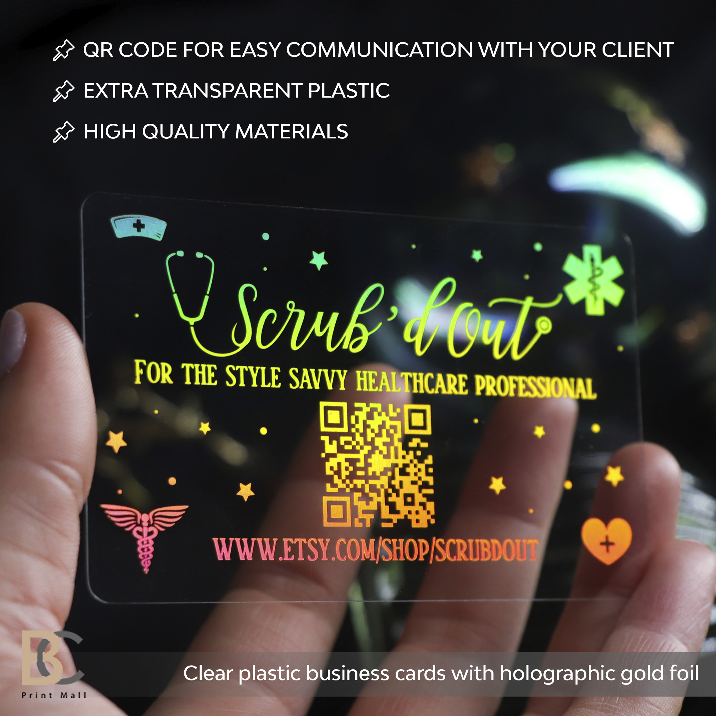 Plastic QR Code Business Cards, Clear Business Card, Holograph Business ...