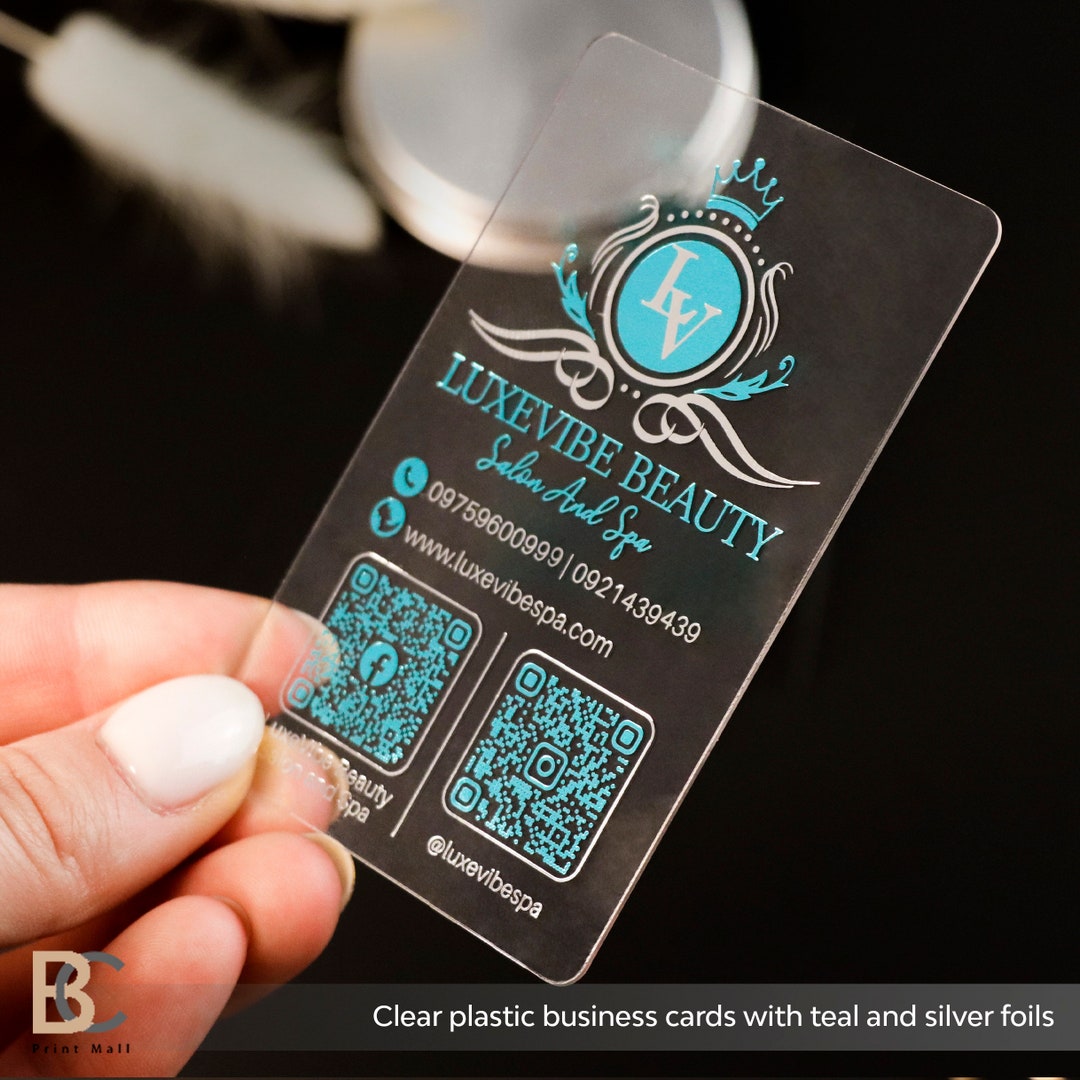 Clear Glossy Plastic QR Code Business Cards, Social Media Cards ...