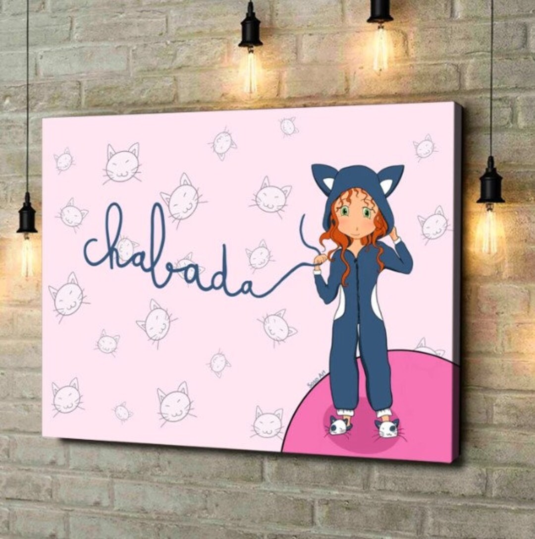 Bada Cat Girl Child Canvas Painting - Etsy