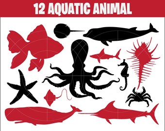 Sea Creatures Clipart Set - Etsy
