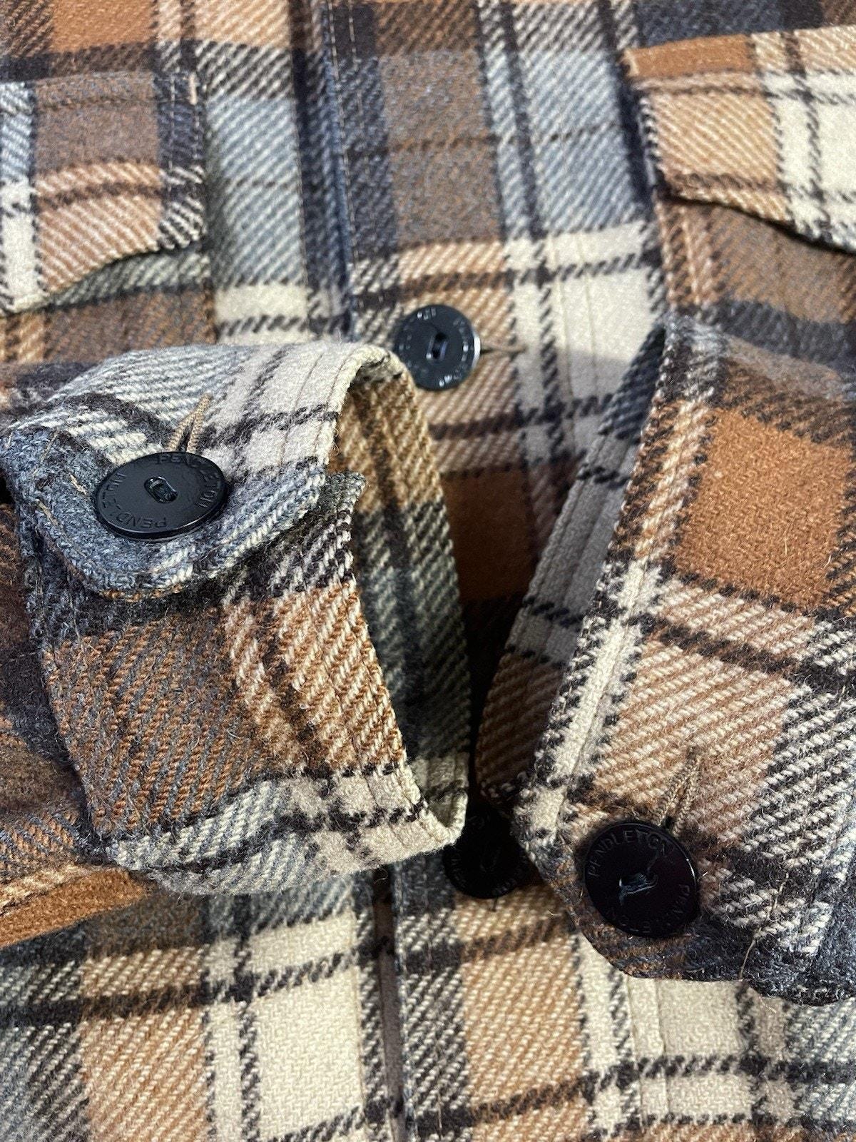 VTG Pendleton Mackinaw Cruiser Jacket Wool USA Plaid Brown Hunting Mens ...