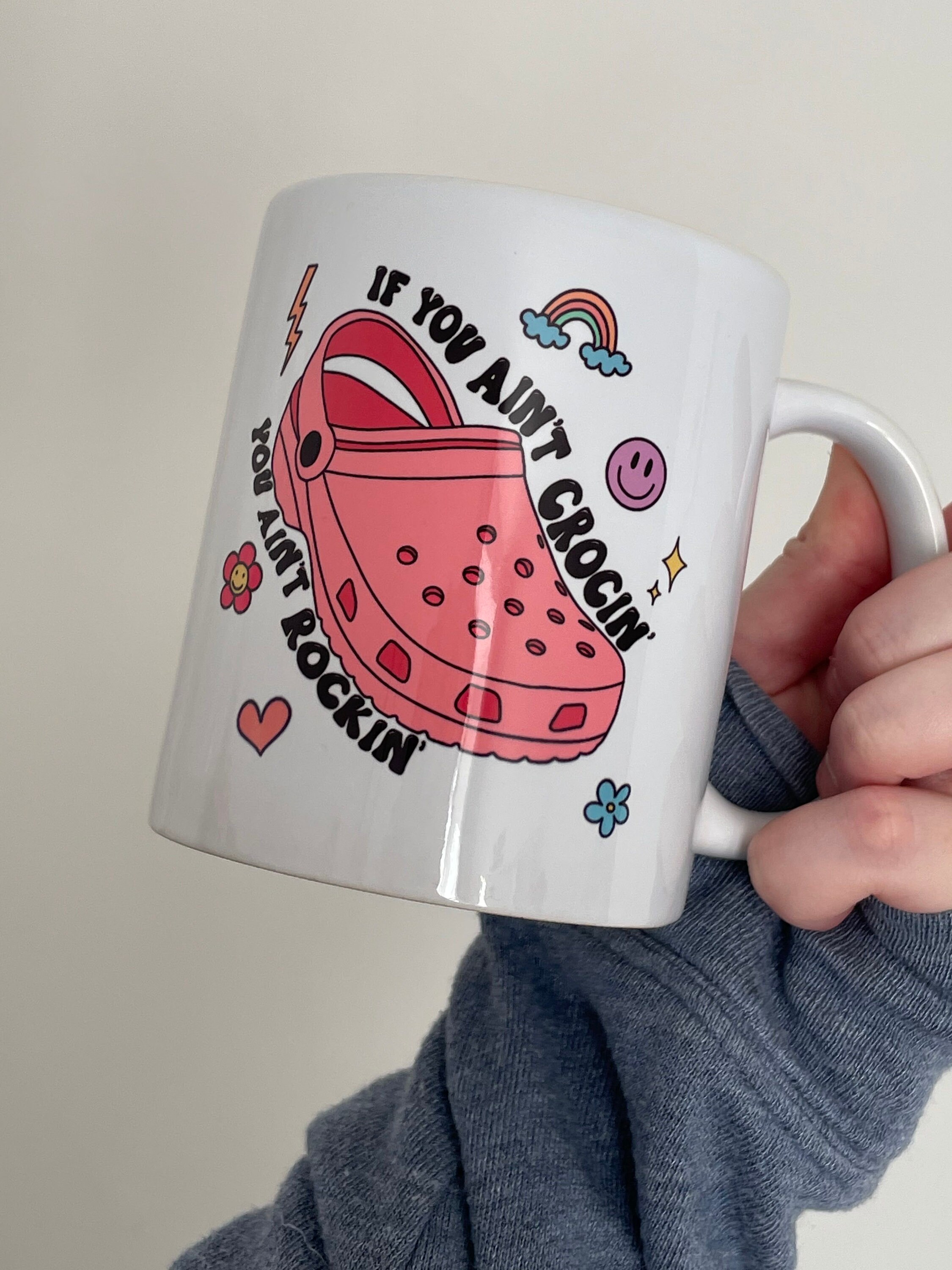 CROC ROCK Mug Crocin' Funny Pun Coffee Cup Shoe Humour Ceramic Custom ...