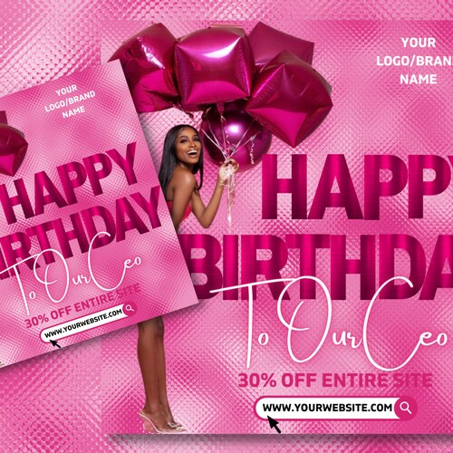Editable Birthday Flyer Celebration Social Media Flyer Pink - Etsy