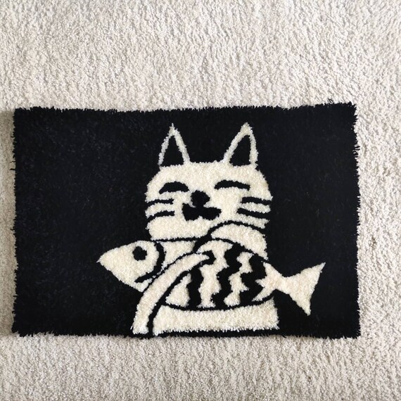 Rugs Home & Living Cute tufted rug with cat 64x43cm etna.com.pe