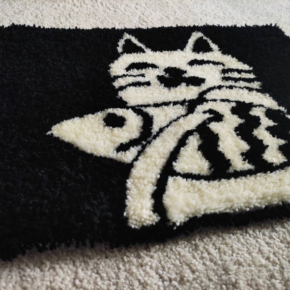 Rugs Home & Living Cute tufted rug with cat 64x43cm etna.com.pe