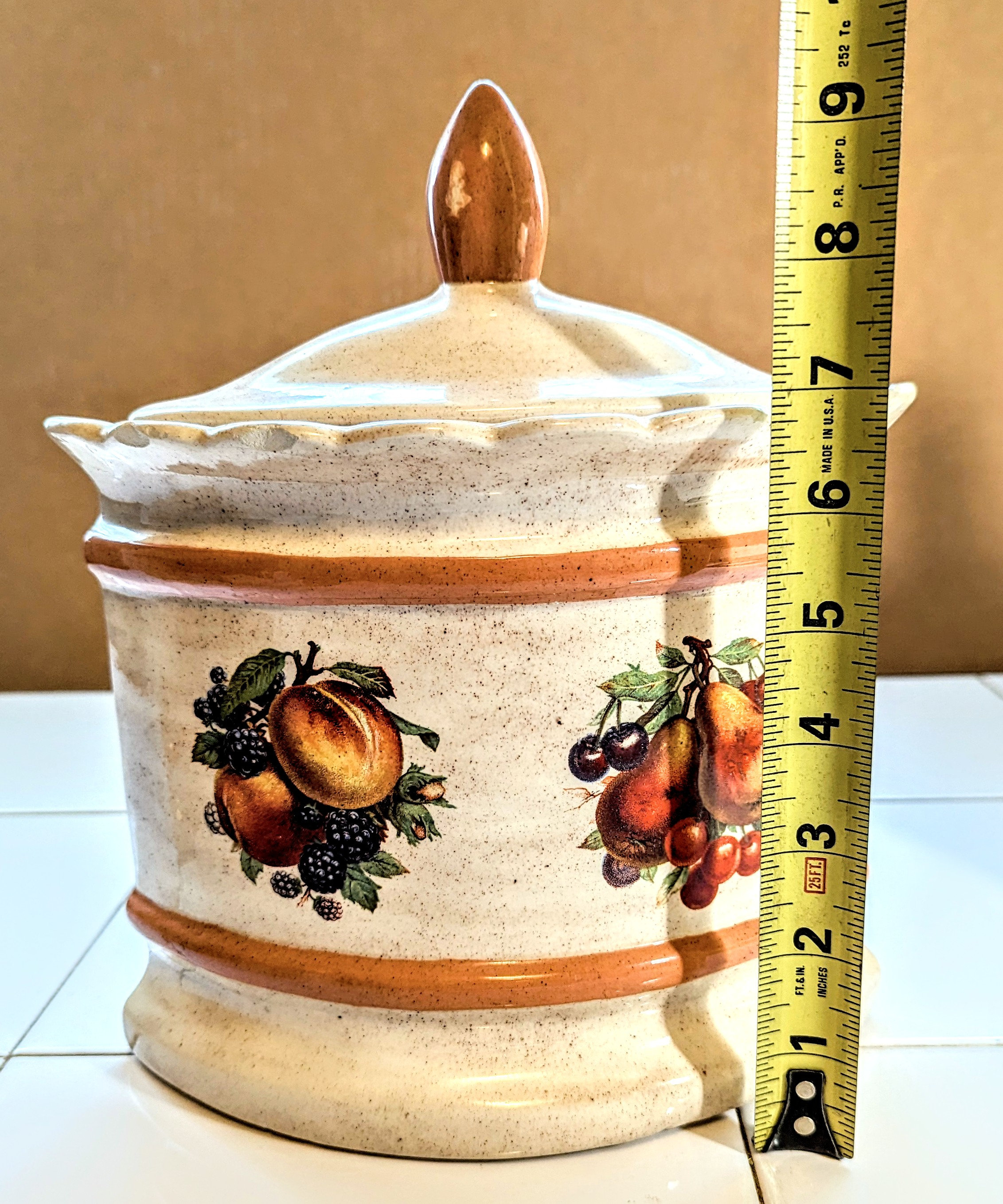 70's fruit Design Canister Set Kitchenaid Decor 3pc Ceramic Sectional ...