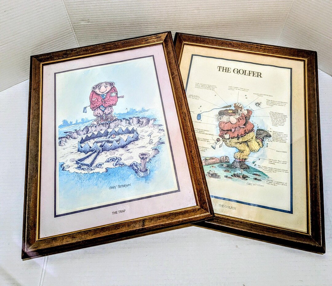 Gary Patterson Funny Golf Prints 1980's " the Trap & the Golfer " - Etsy