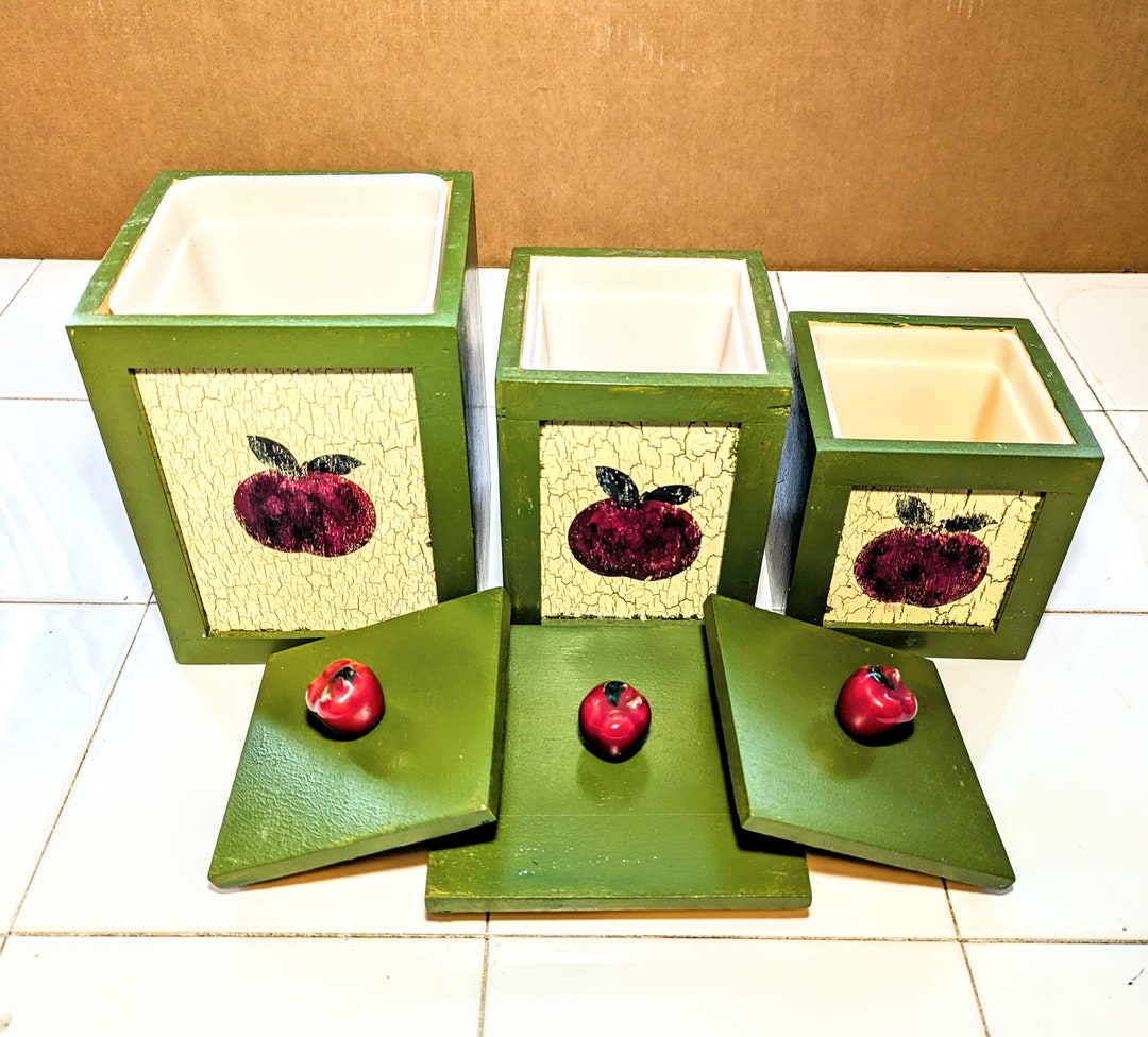 Apple Design - Decorative Canisters (3pc) - Etsy
