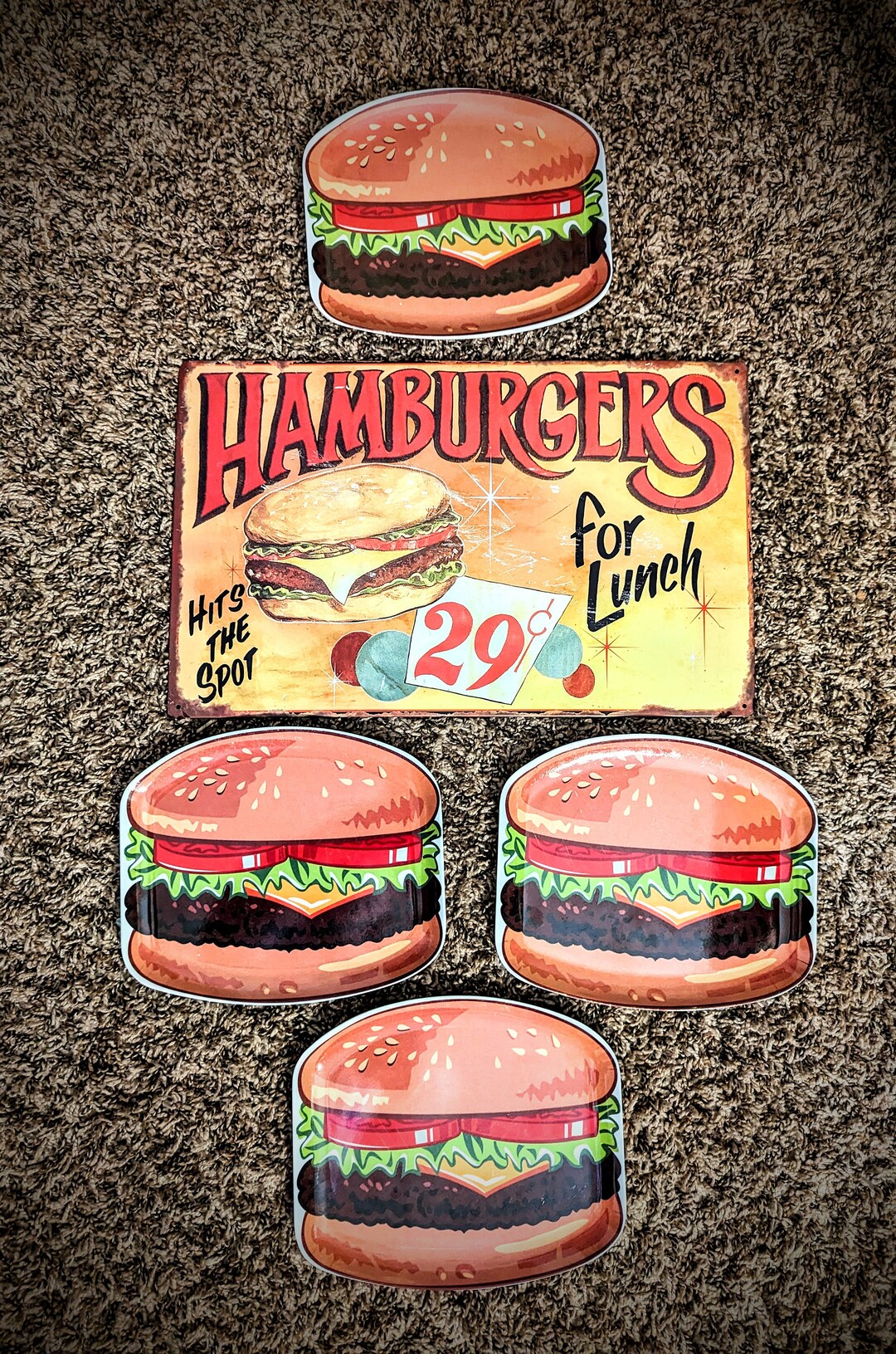 Nostalgic Advertisement - Plates and a Sign - Etsy