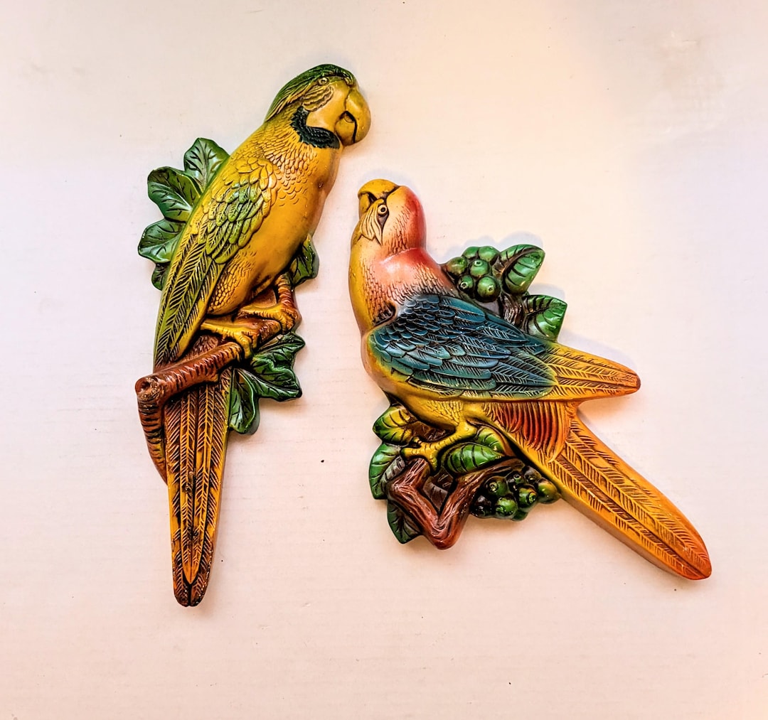 60's Chalk-ware Parrots - Interior Decor - Etsy