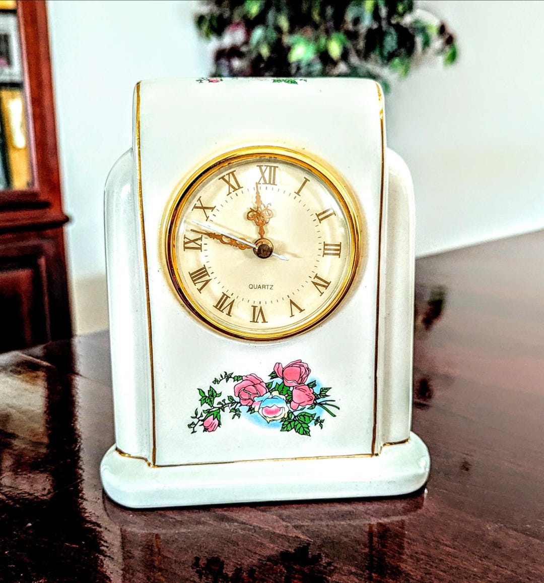 Pink Rose Porcelain Quarts Clock - Etsy
