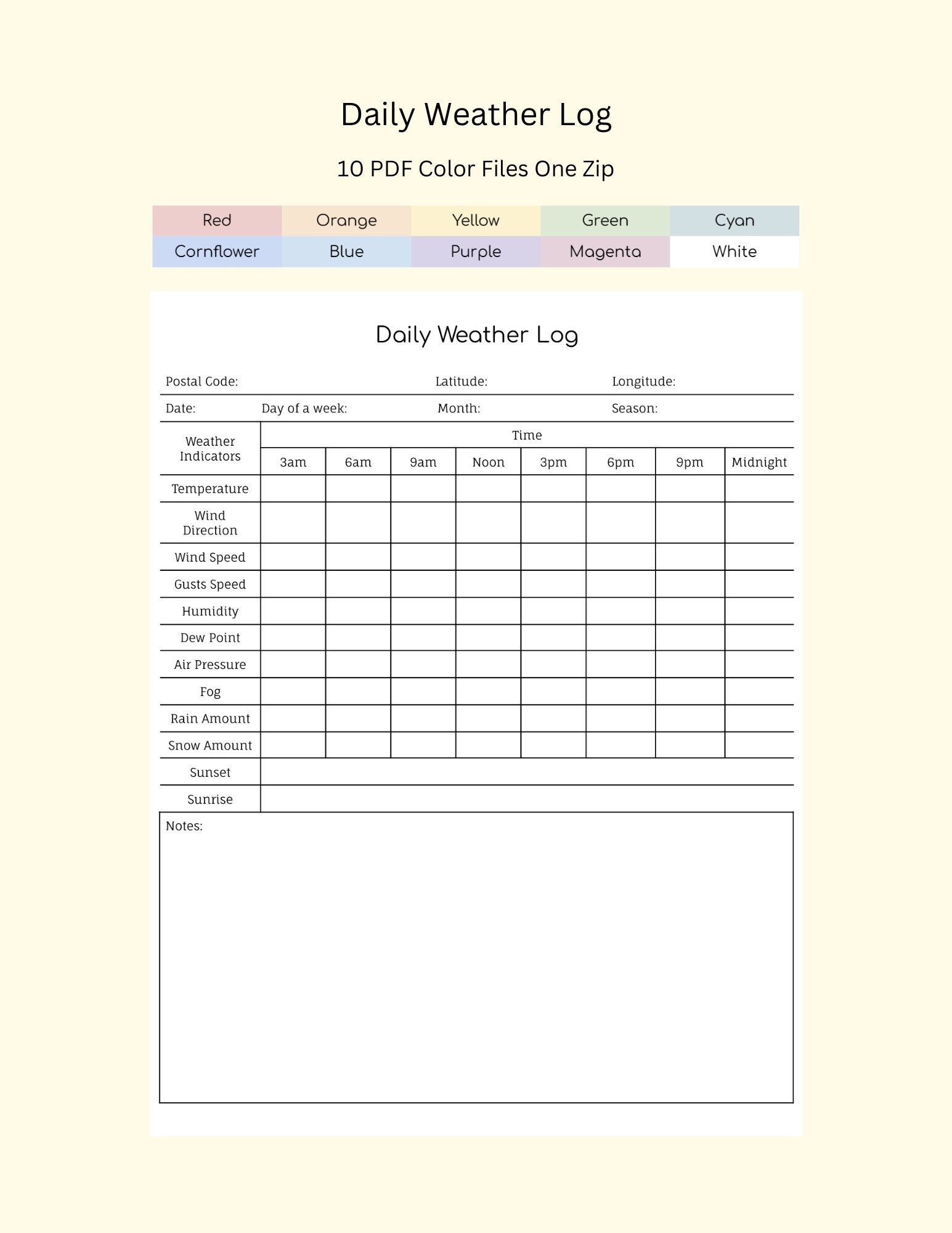 Daily Weather Log, Daily Weather Journal, Daily Weather Diary - Etsy