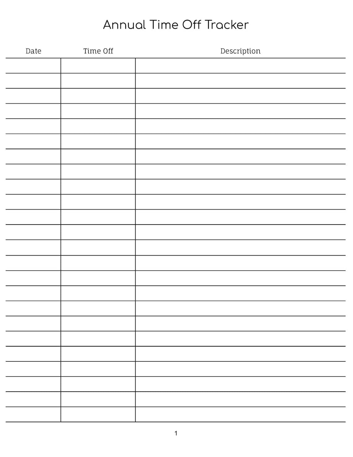 Annual Time off Tracker: Printable PTO Journal (digital Download) - Etsy