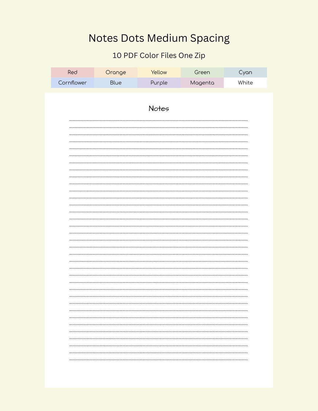 Note Line Dots 1.5 Spacing, Notes Paper, Writing Paper, Journal Paper ...