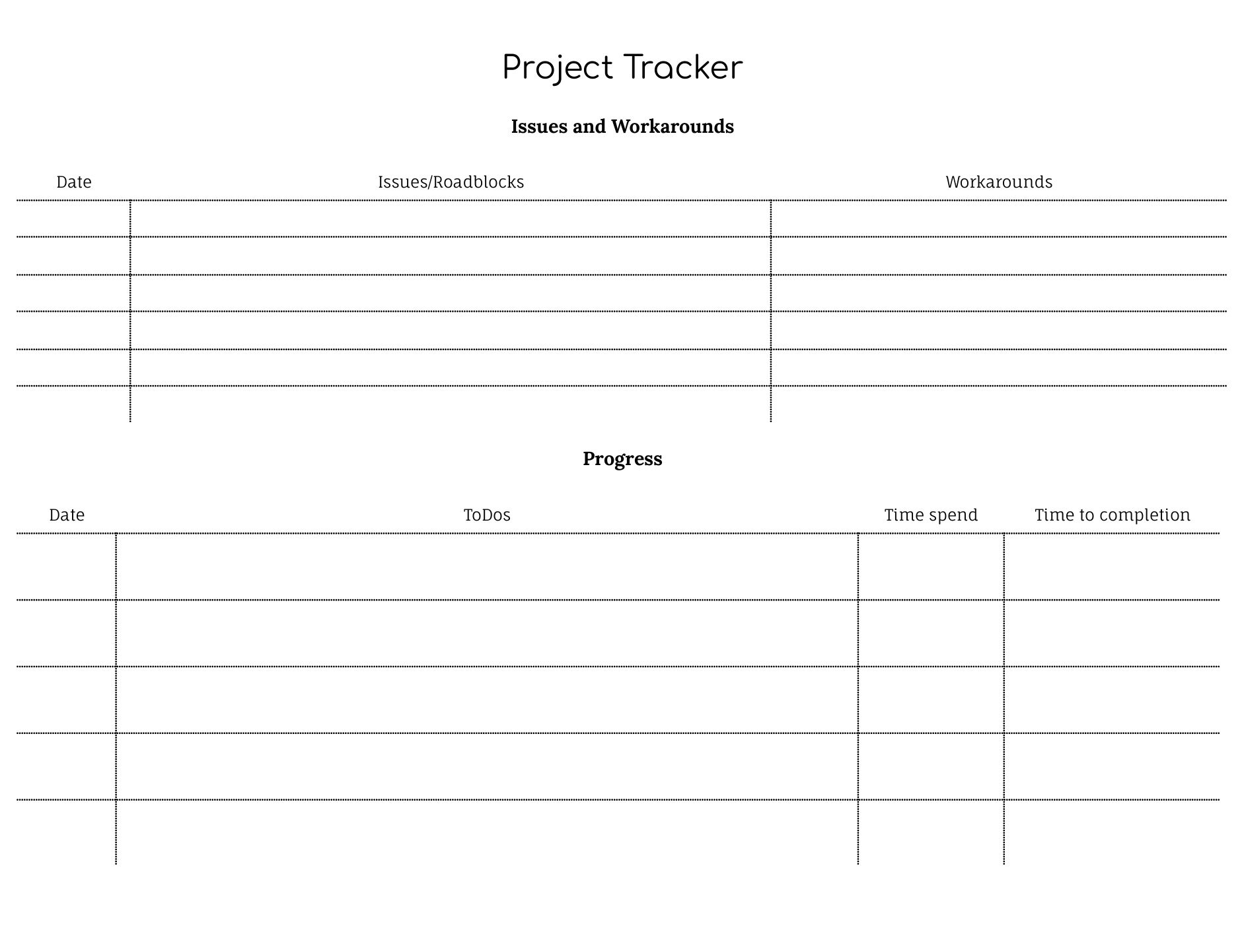 Printable Project Tracker And Management Log Digital Project Planning