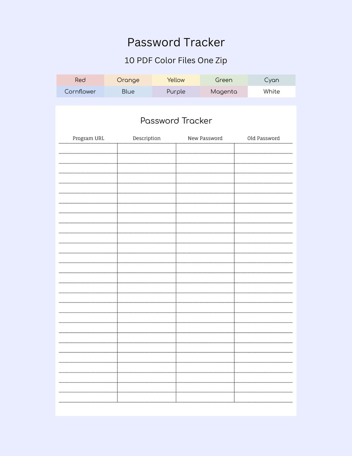 Password Tracker, Software Password Log, App Password Journal, Password ...