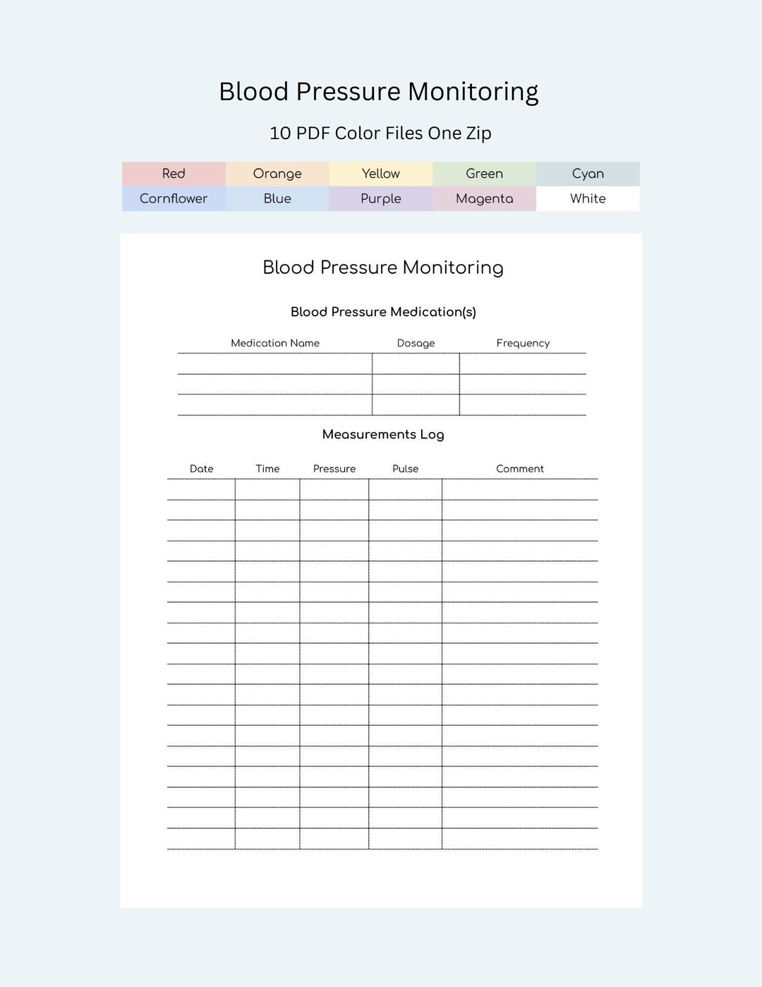 Blood Pressure Log & Monitoring Chart | Digital BP Reading Journal ...