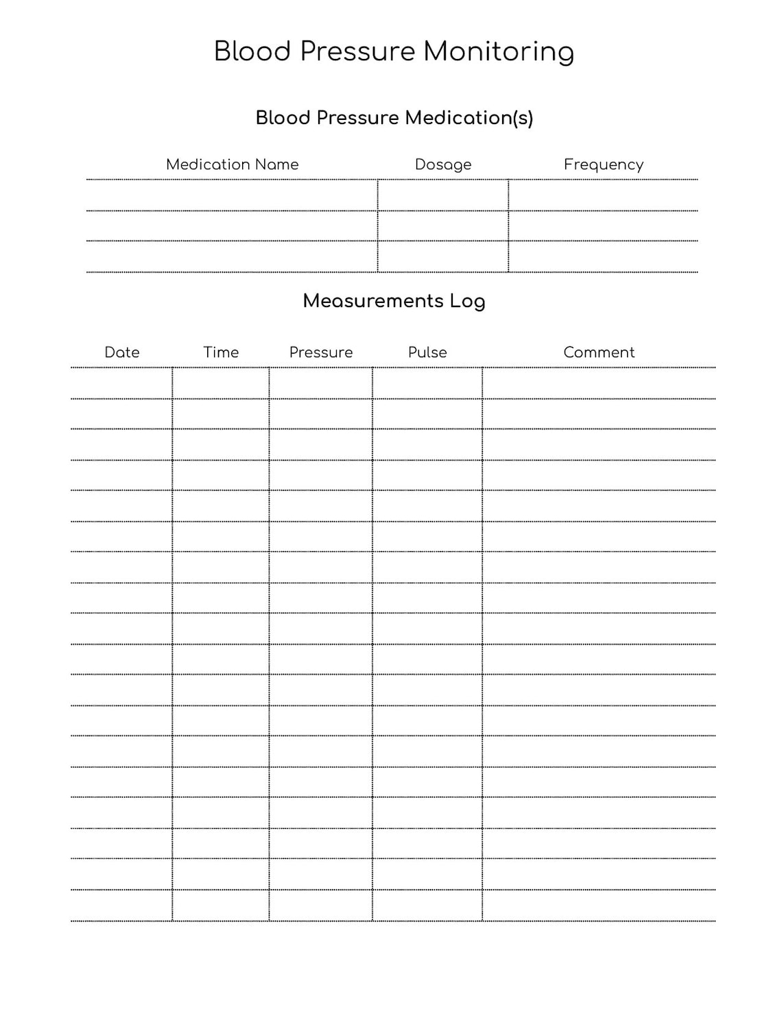 Blood Pressure Log & Monitoring Chart | Digital BP Reading Journal ...