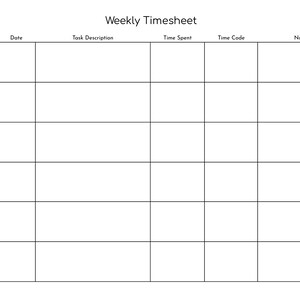 Printable Weekly Timesheet and Work Productivity Log | Digital Project ...