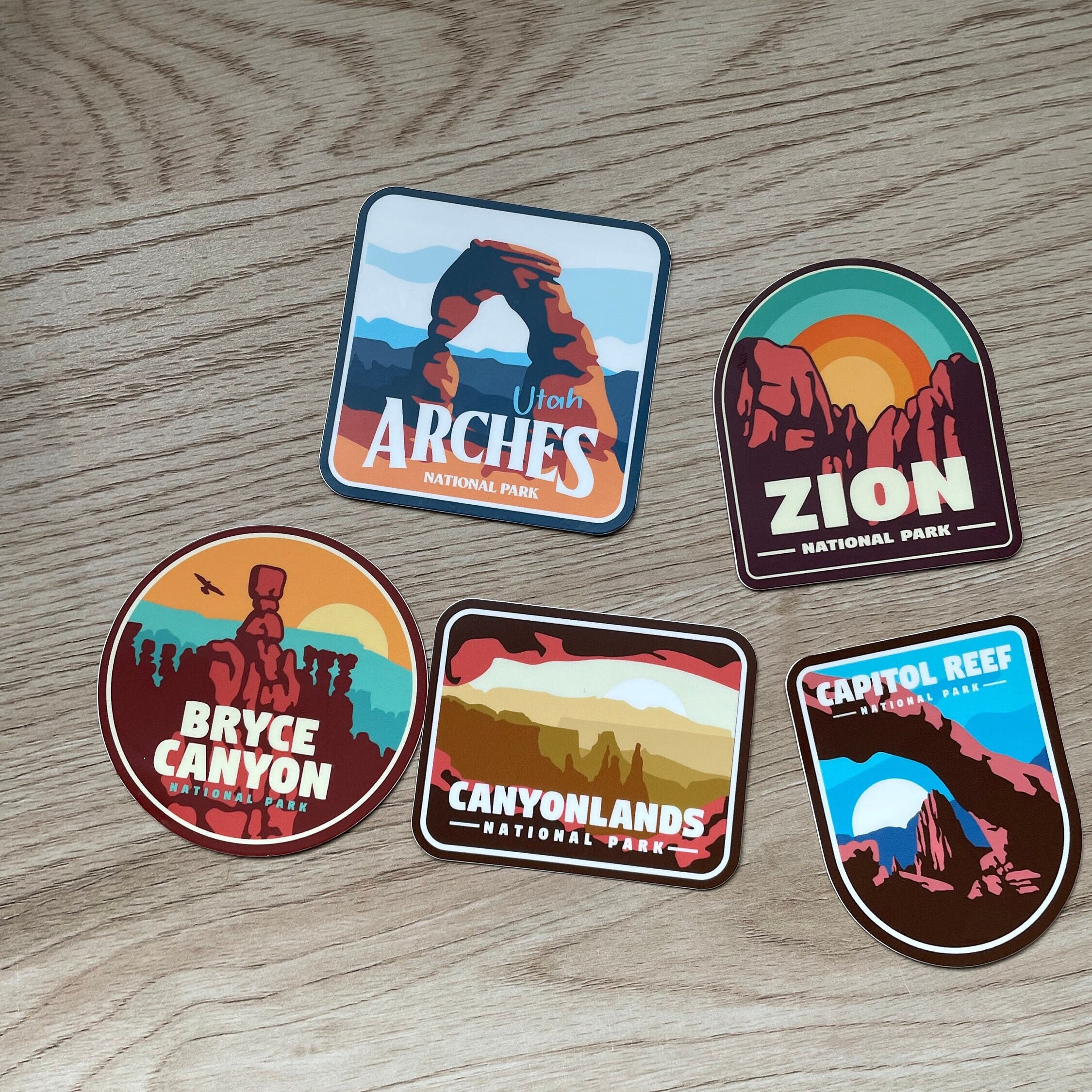 The Mighty 5 National Park Sticker Pack - Etsy