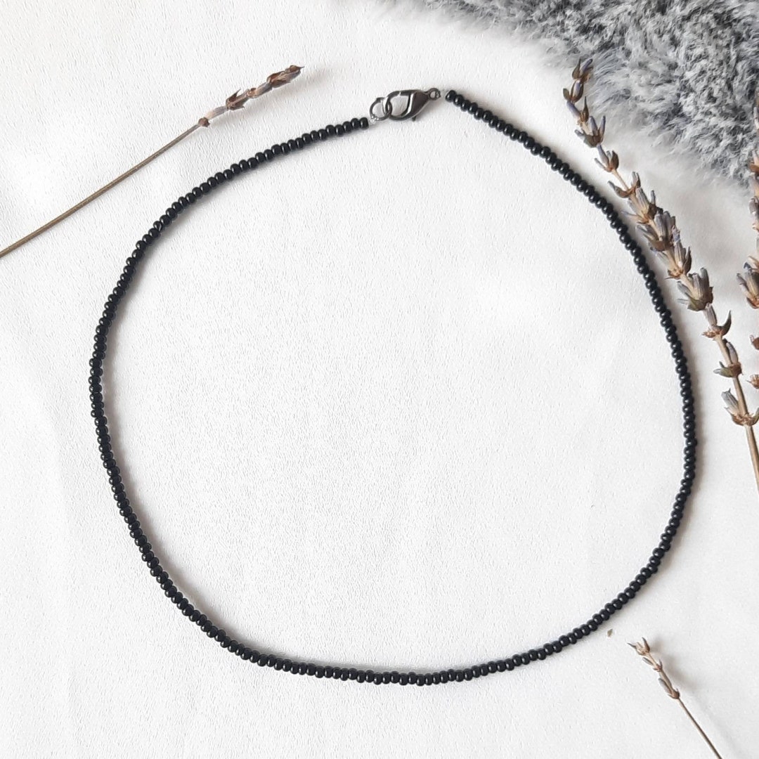 Noir Pearl Choker Black All Black Pearl Necklace - Etsy