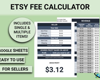 Etsy Fee and Profit Calculator, Sell on Etsy, Fee Calculator, Profit ...