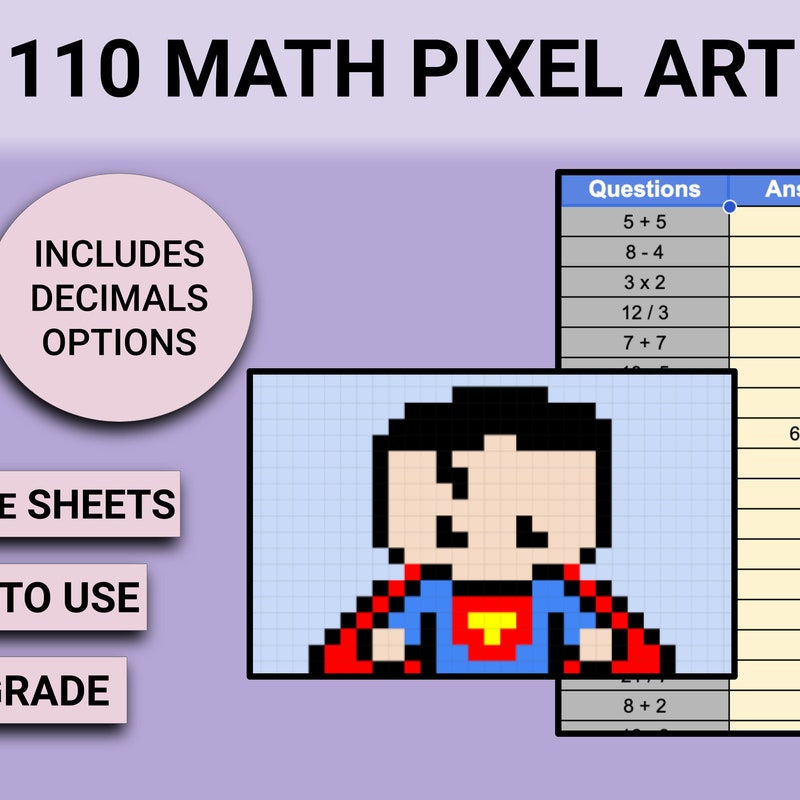 Pixel Art Math - Etsy