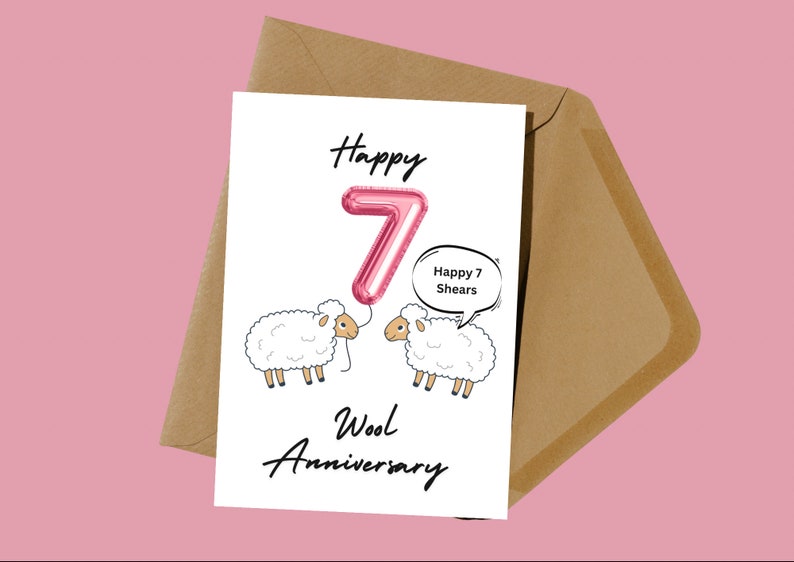 7th Year Wedding Anniversary Card Wool - Etsy