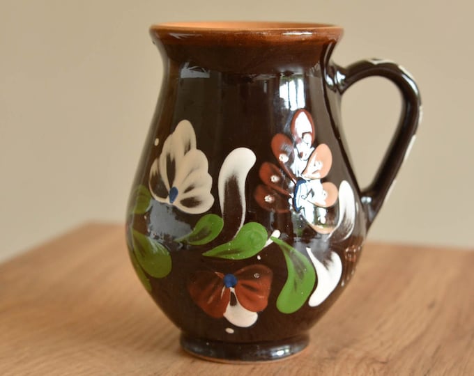 Vintage Hungarian Pottery Pitcher Redware Vintage Jug From Sarospatak ...