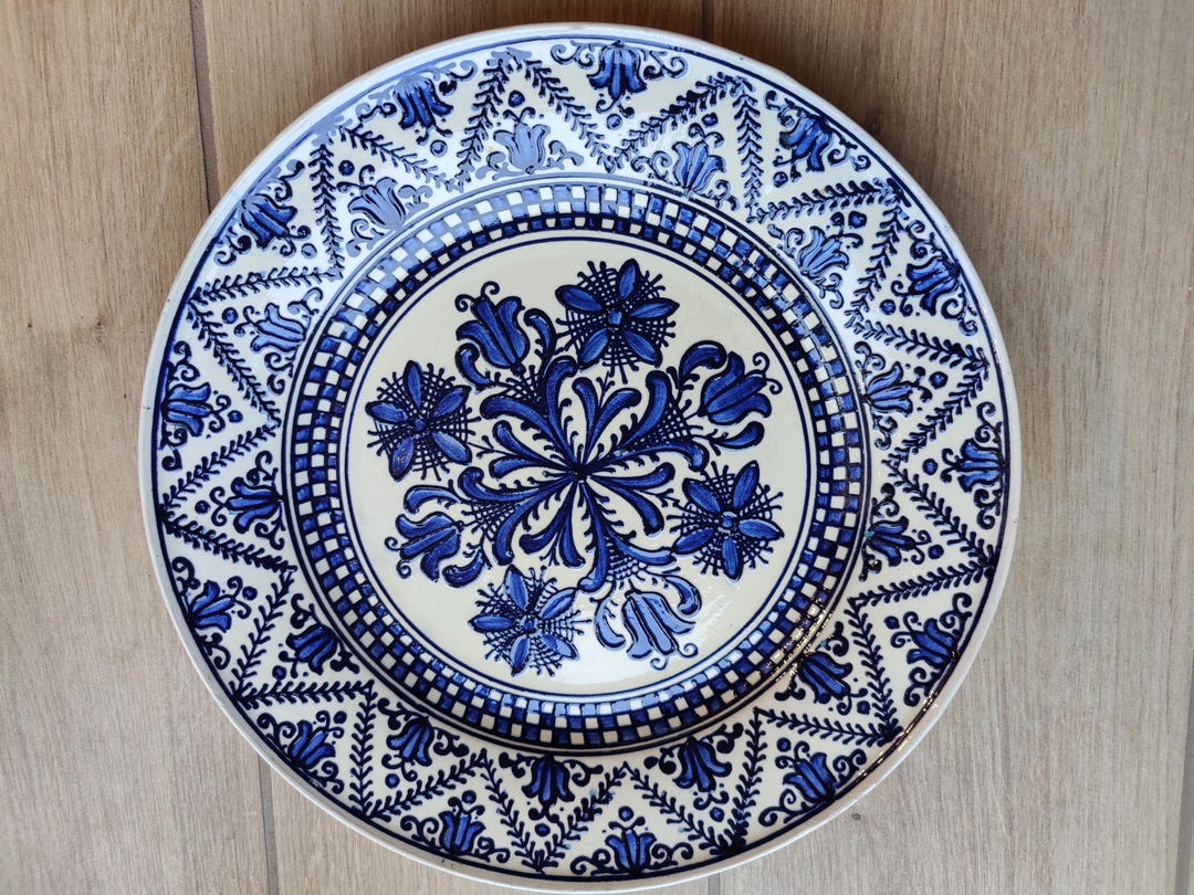 Vintage Large Pottery Wall Plate | Blue Korond Wall Plate ...