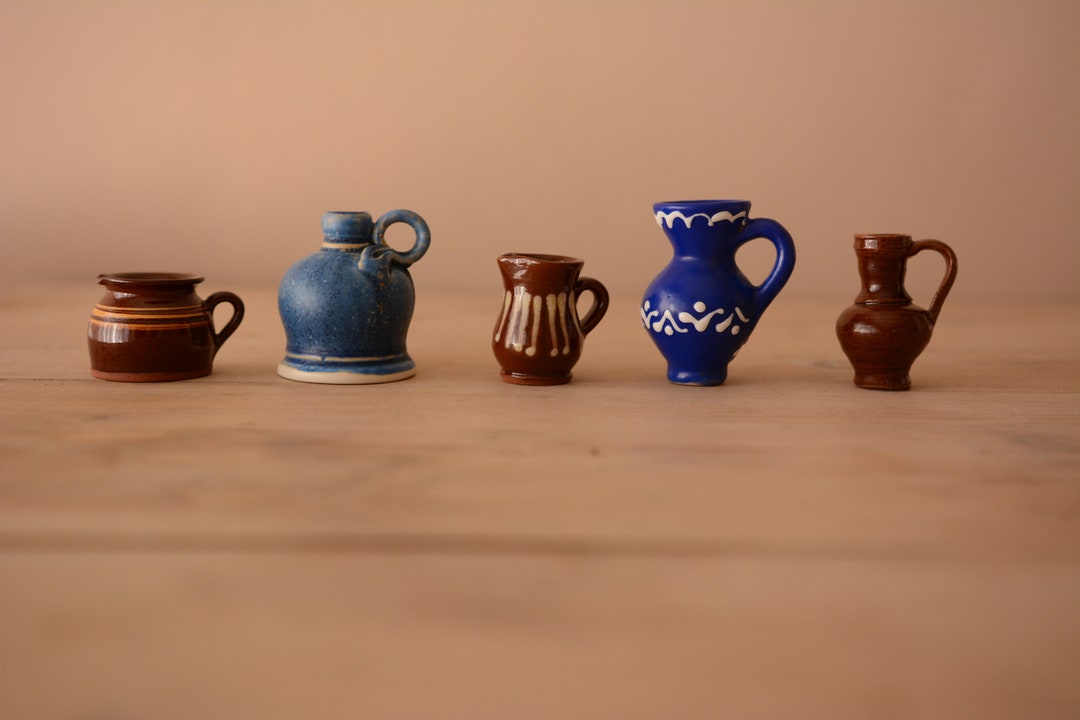Vintage Hungarian Miniature Pottery Hand Made Jugs Collectable Small ...