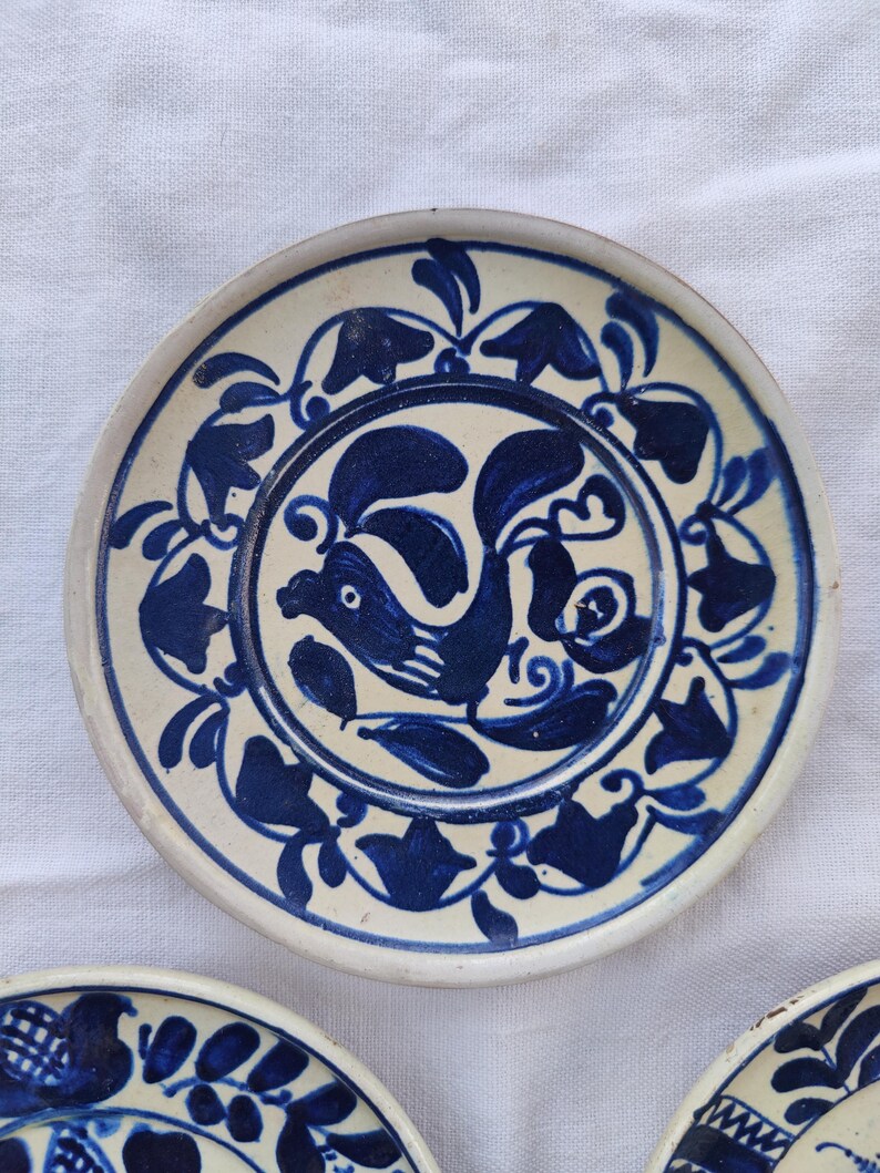 Vintage Korond Pottery Plates | Blue Floral Bird Motif Wall Decor - Etsy