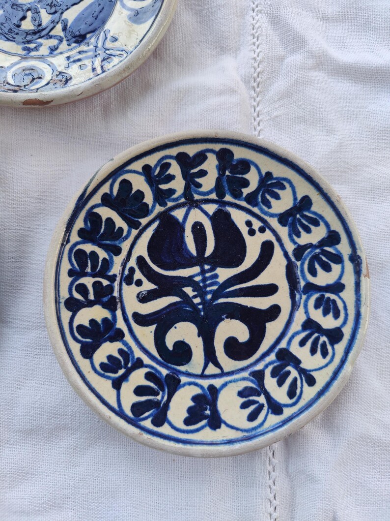 Vintage Korond Pottery Plates | Blue Floral Bird Motif Wall Decor - Etsy