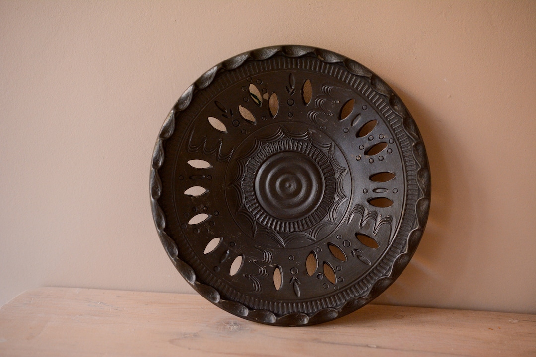 Vintage Large Black Plate | Folk Pottery From Hungary - Etsy