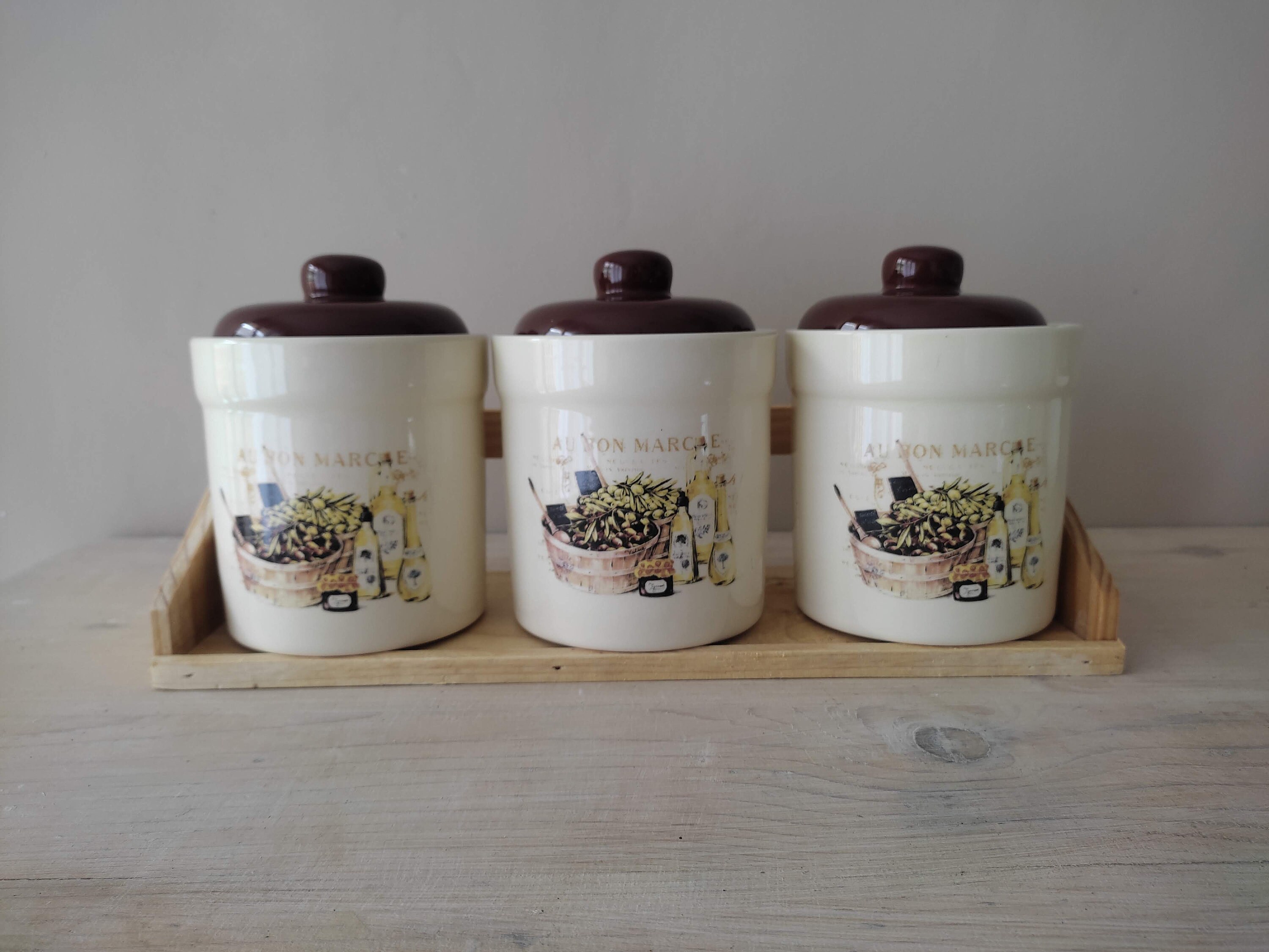 Vintage Ceramic Spice Rack Cabinet for Your Herbs Retro Red Spice Jars ...