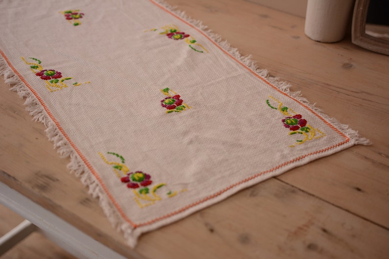 Vintage Hungarian Cross Stitch Tablecloth | Hungarian Folk Art - Etsy