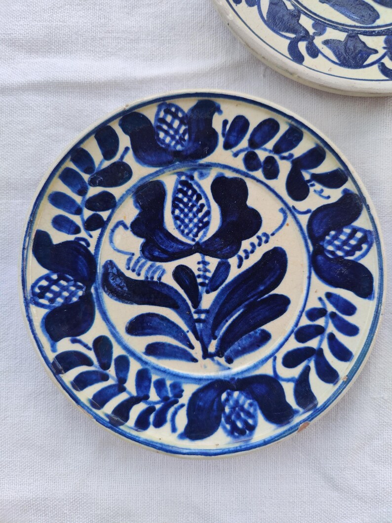 Vintage Korond Pottery Plates | Blue Floral Bird Motif Wall Decor - Etsy