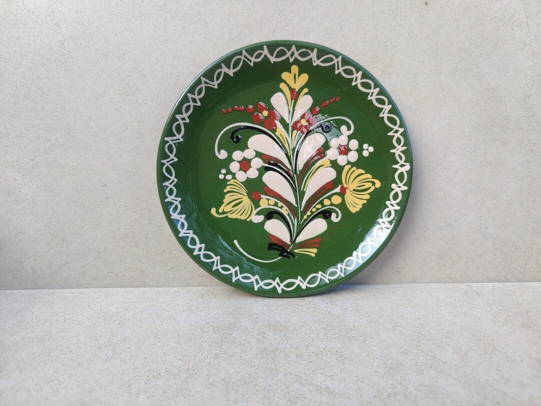 Vintage Pottery Wall Plate - Hand Painted Flowers From Hungary ...