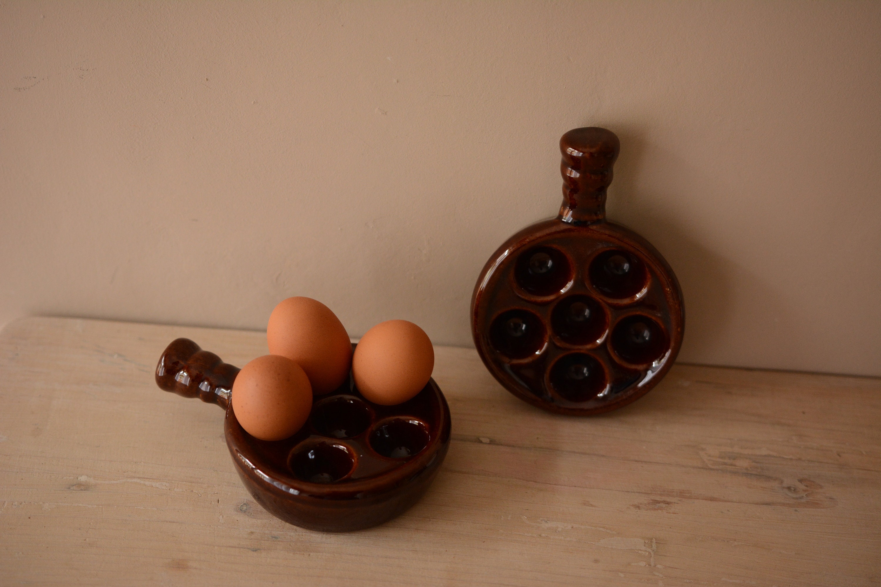 Vintage Pottery Escargot Dishes Set Brown Pottery Snail - Etsy