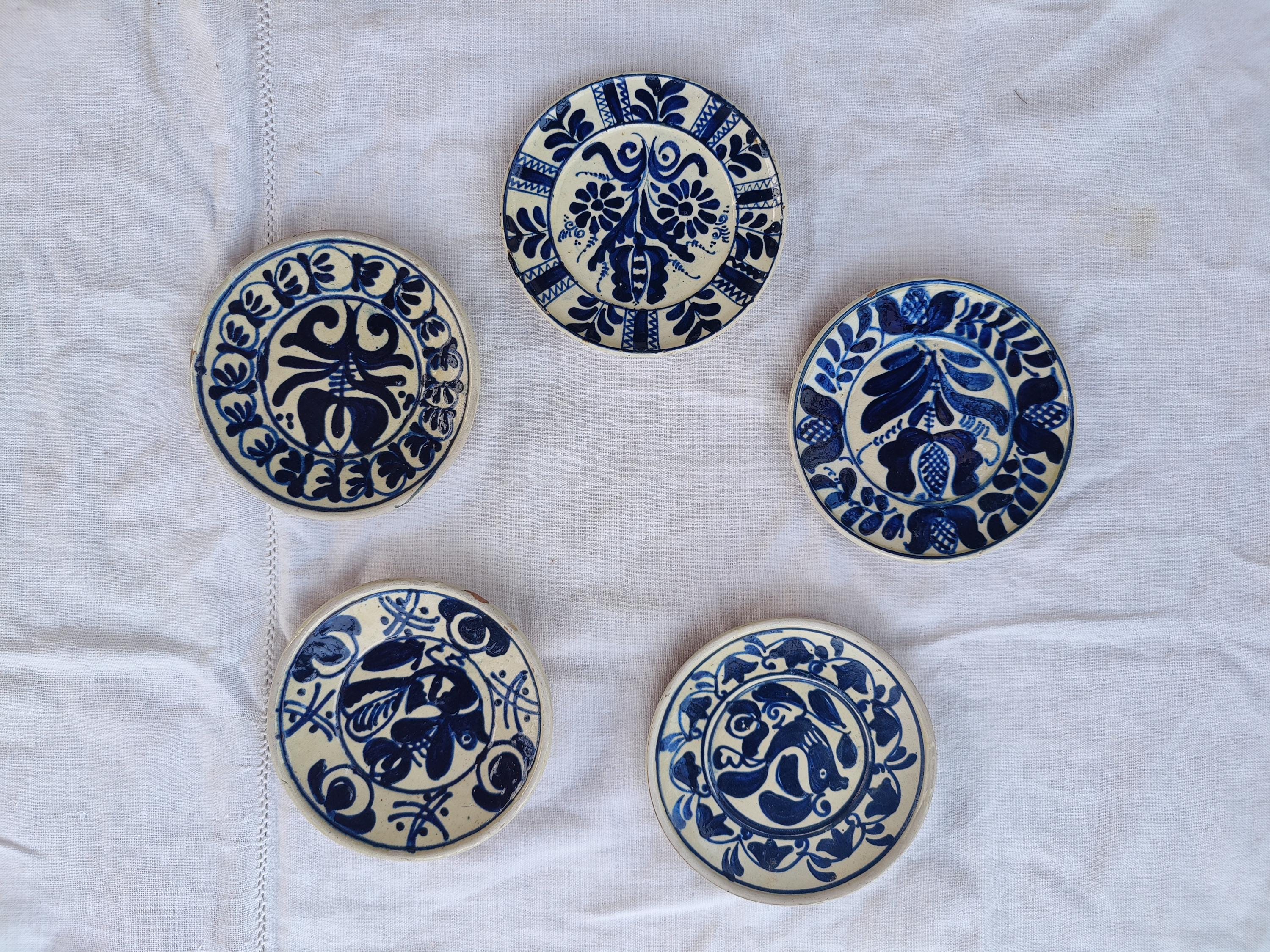 Vintage Korond Pottery Plates | Blue Floral Bird Motif Wall Decor - Etsy