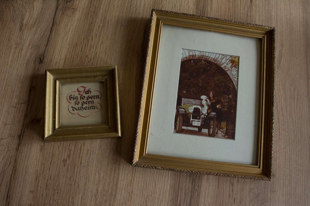 Vintage Wooden Frame With Prints | Elegenat Gold Color Square Frames - Etsy