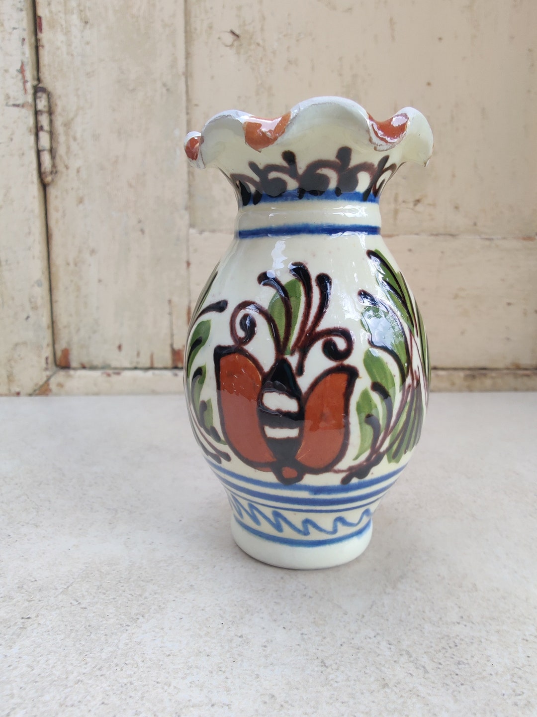 Vintage Colorful Hand Made Vase | Original Folk Pitcher | Korond ...