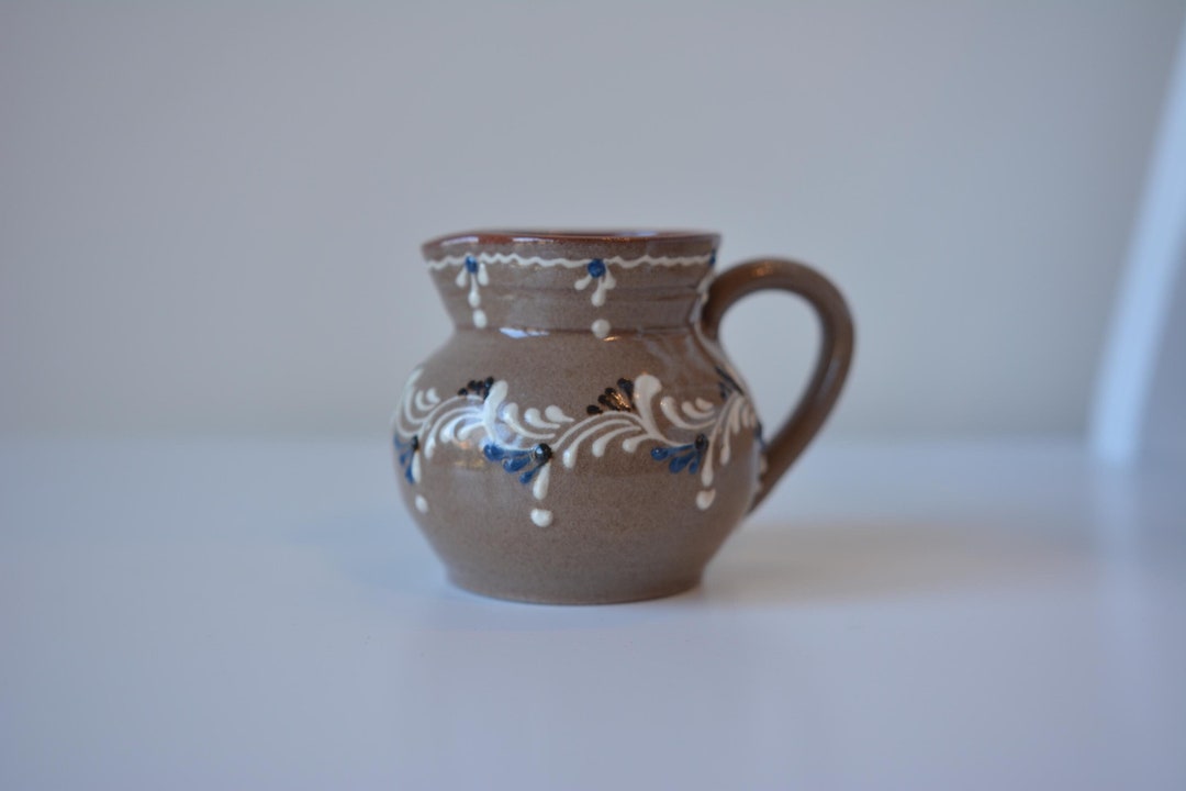 Vintage Hungarian Pottery Pitcher | Redware Vintage Jug | Brown With ...