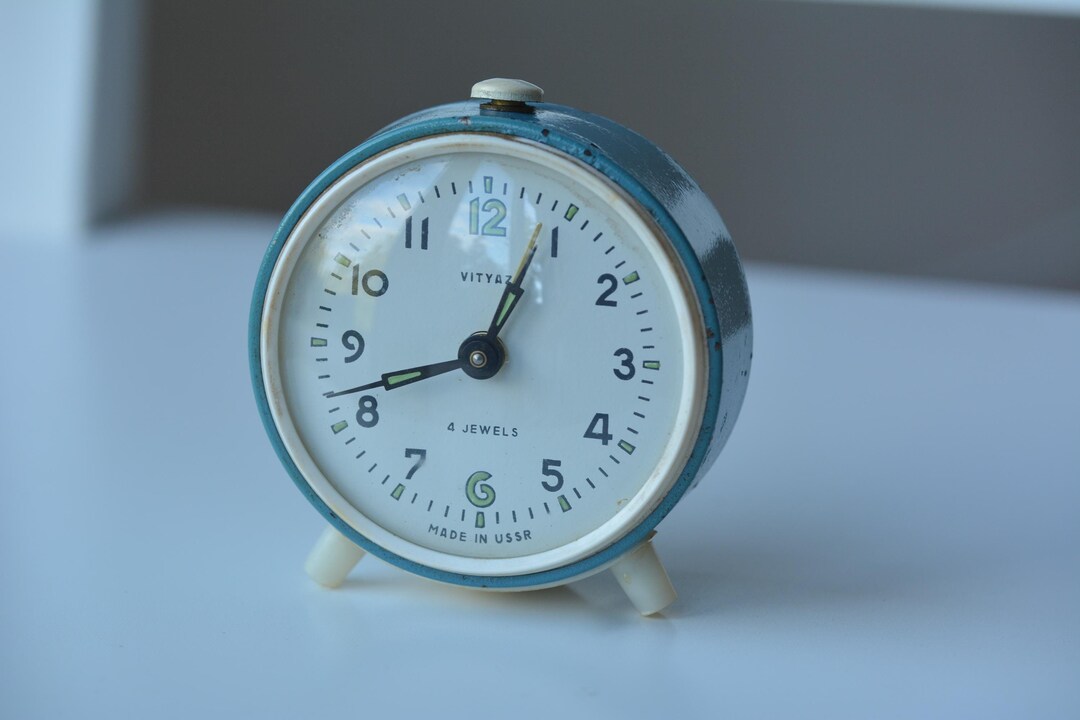 Vintage Rustic Alarm Clock in Turquise Blue Color | Space Age Style ...