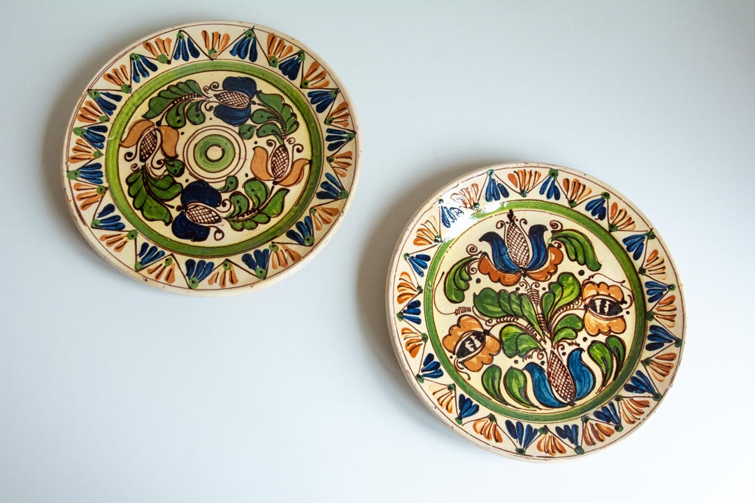 Vintage Large Korond Wall Plates | Antique Hungarian Folk Plate With ...