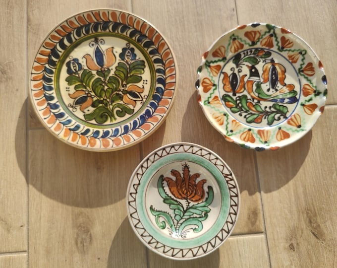 Vintage Pottery Wall Plates | Beige Deep Korond Wall Plates | Antique ...