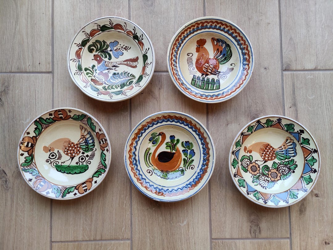 Vintage Pottery Wall Plates Beige Deep Korond Wall Plates Antique ...