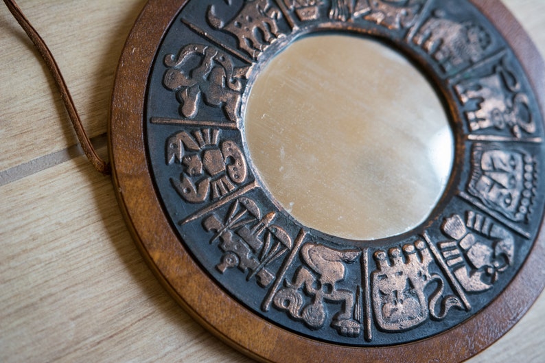Vintage Copper Zodiac Mirror Round Wall Mirror From Hungary ...